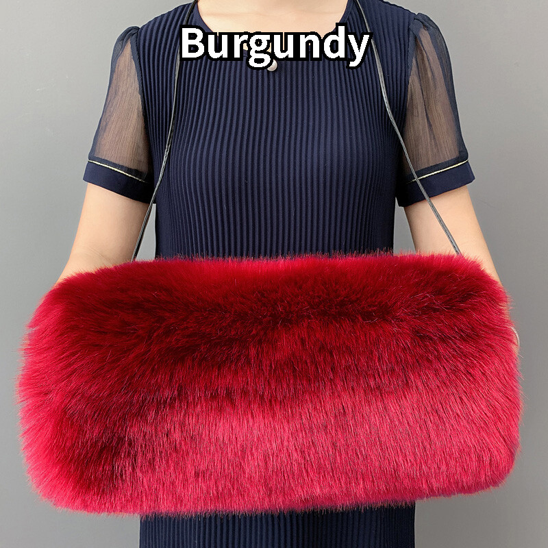 Lady Faux Fox Fur Hand Muffs Warmer Fuzzy Pouch Plush Hand Glove Cover ...