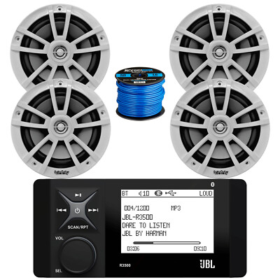 JBL Marine Bluetooth Stereo Receiver, 6.5" 225W Max White Speaker (QTY ...