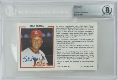 STAN MUSIAL SIGNED BAS SLABBED PROMO CARD ST LOUIS CARDINALS AUTOGRAPH ...