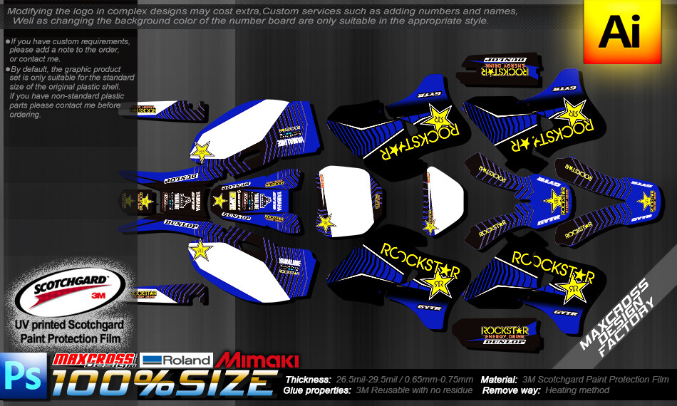 YAMAHA WR250F WR400F WR426F YZ400F YZ426F YZ250F MAXCROSS GRAPHICS FULL ...