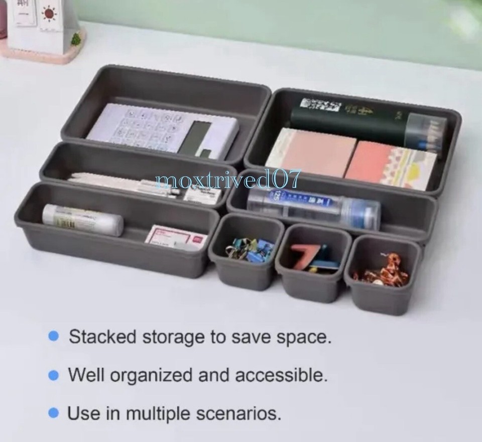 Set of 8 Plastic Drawer Organizer Storage Tray For Vanity Cabinet ...