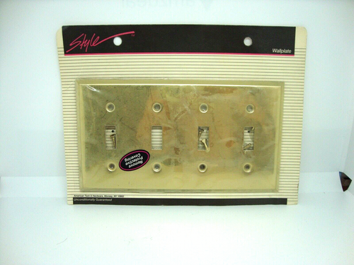 Bright Brass Decorative Wall Plate Light 4 Switch Cover Four Switches ...