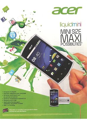 PUBLICITE ADVERTISING 2011 ACER Téléphone 110312 | eBay