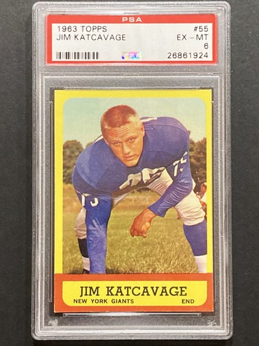 1963 TOPPS JIM KATCAVAGE #55 PSA 6 EX-MT NFL FOOTBALL CARD - NEW YORK ...