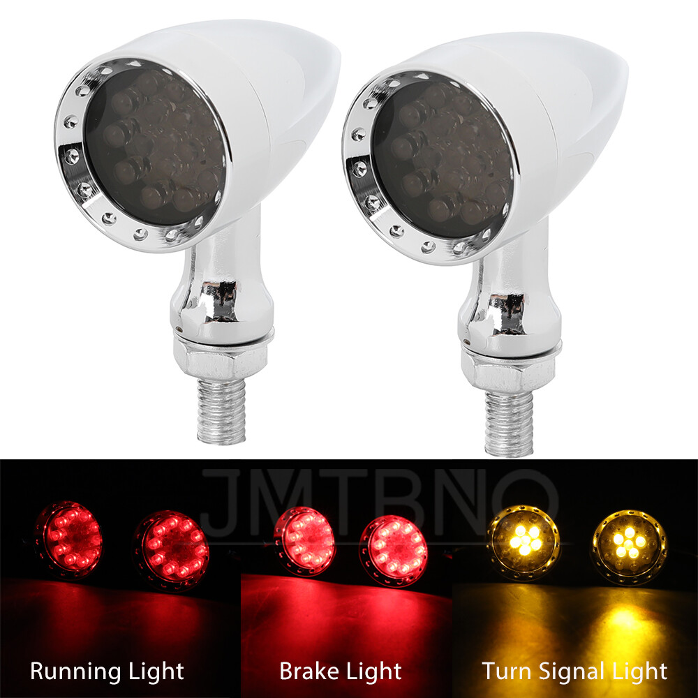 Motorcycle LED Blinker Turn Signal Light Chrome For Harley Dyna Wide ...