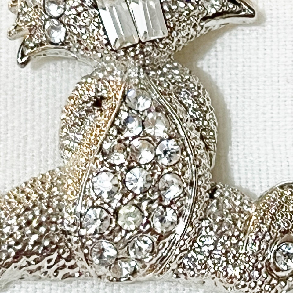 Vtg. Bunny Rabbit Pin Brooch Crystal Buck Teeth Red Eyes Silvertone ...