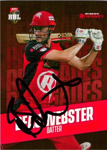 Signé 2019 2020 MELBOURNE RENEGADES BBL Cricket Card BEAU WEBSTER | eBay