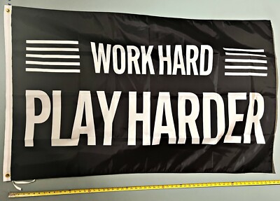 BEER FLAG FREE USA SHIP Work Hard Play Harder Cool Fun USA Trump Poster ...