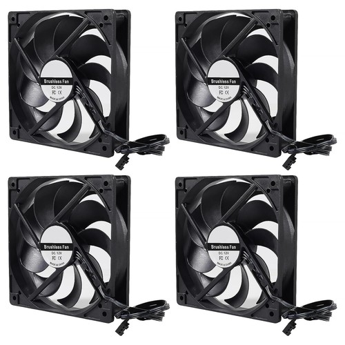 4-Pack 120Mm 120X120X25Mm 12V Black Computer Case Fans High Performance ...
