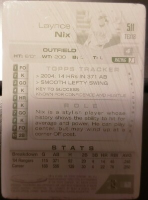 LAYNCE NIX 2005 Topps Total Black PRINTING PLATE Back SP #1/1 of 1 ...