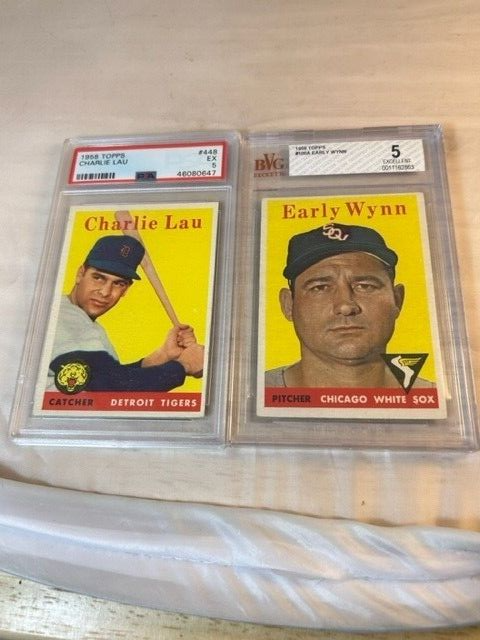 1958 TOPPS #100 EARLY WYNN BVG 5 EX. & 1958 TOPPS #448 CHARLIE LAU PSA EX 5 | eBay
