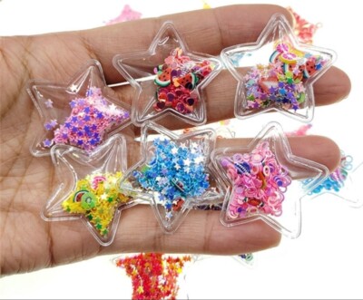 5 pc. PVC shaker hair bow center Confetti 1180631 Star shape, mixed ...