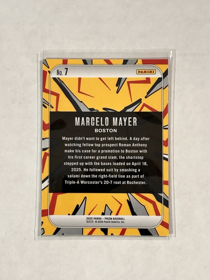 2025 Panini Prizm Baseball Marcelo Mayer RC #7 Dingers Insert Boston ...