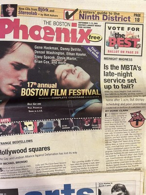 Boston Phoenix Newspaper Sept 2001 Club Listings Film Fest MBTA Music ...