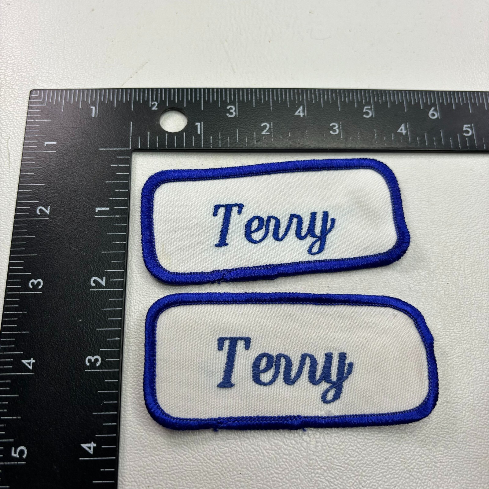 USED 2 Patches Retro Blue Letter TERRY Name Patch (Uniform Mechanic ...