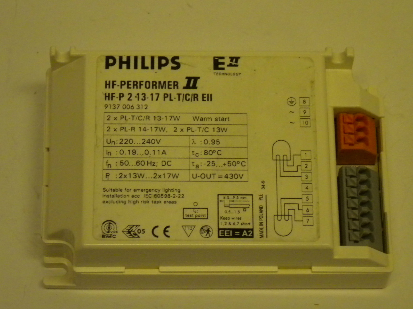 Philips HF-Performer II; HF-P 2 13-17 PL-T/C/R EII; 220V/240V Lamp ...