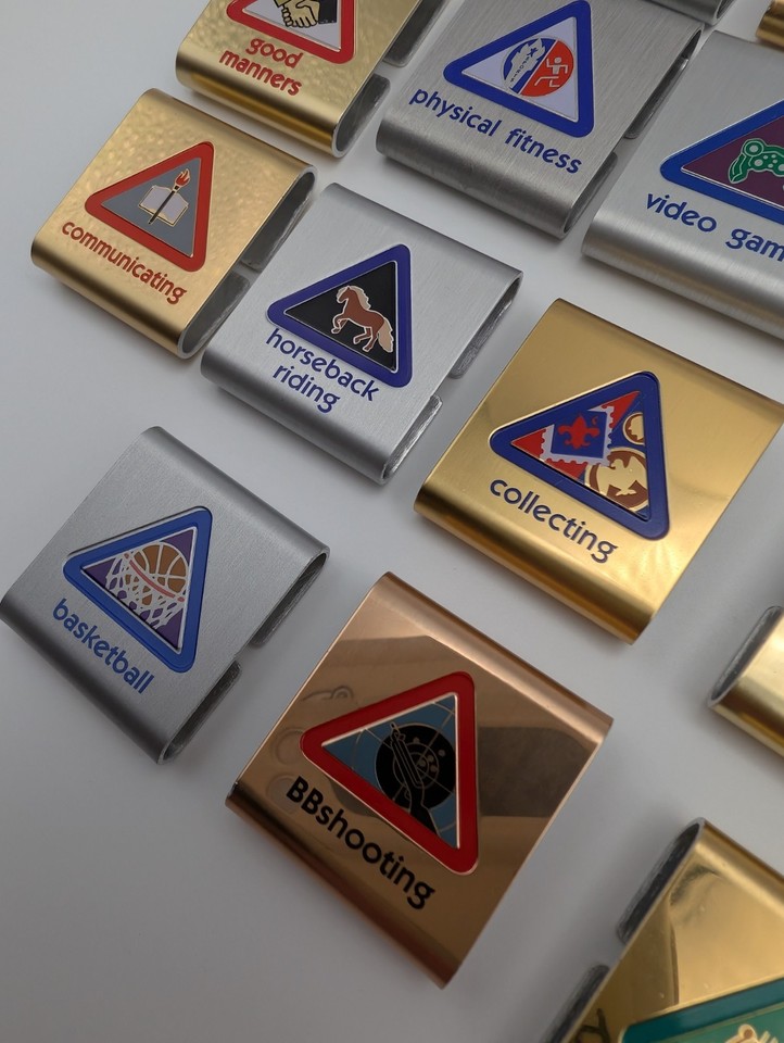 26 Boy Cub Scouts BSA BELT LOOP SLIDE Skill Awards Merit Badges Retired ...