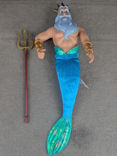 Simba - Disney Store 14" King Triton Doll The Little Mermaid w/ Trident ...