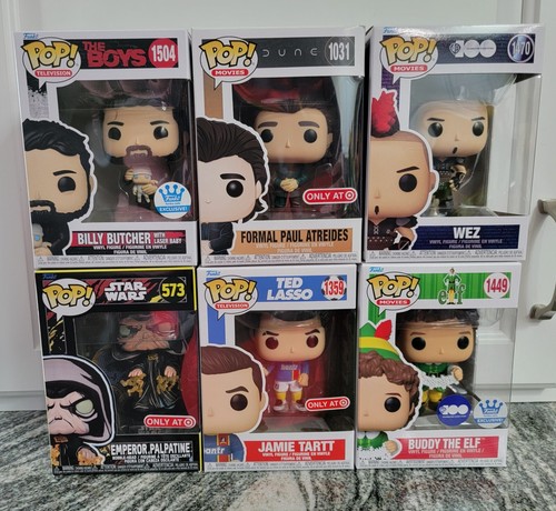 Random Funko Pop Lot of 6. Star Wars, Ted Lasso, Dune, The Boys, Elf ...