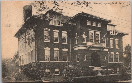 Vintage SPRINGFIELD, New Jersey Postcard "Public School" Building View ...