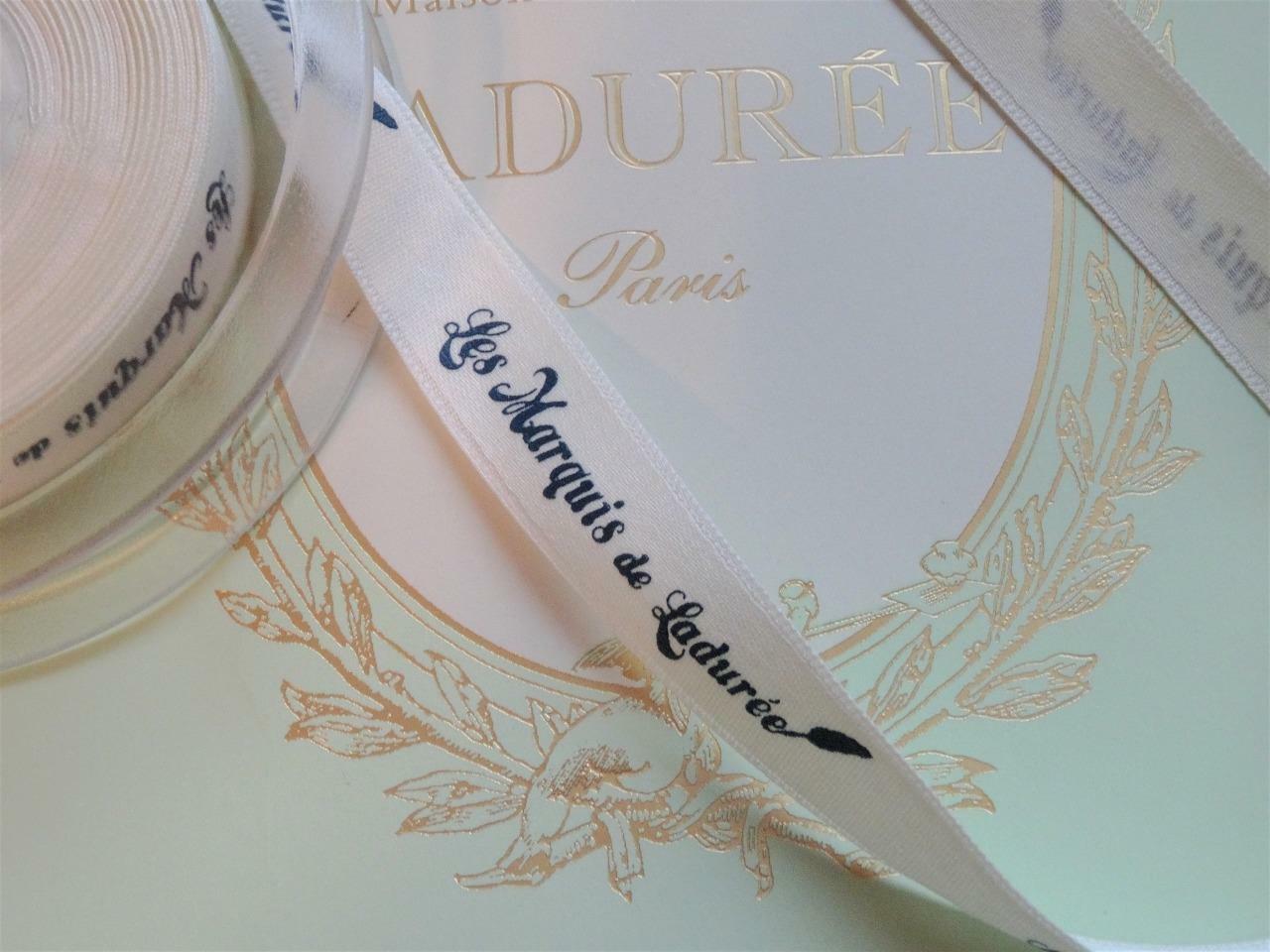 LADUREE Logo Ribbon - Les Marquis de Laduree, White Satin,W: 15 mm, 5 M ...