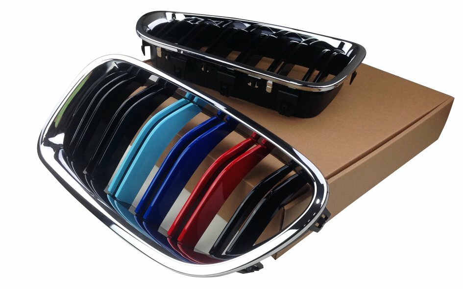 Chrome ///M-Color Shiny Black Front Grill For BMW F10 F11 M5 Type 11-16 ...