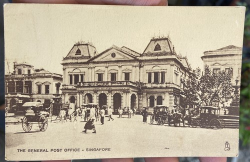 ca.1910 Singapore China GENERAL POST OFFICE Building, Cars, People etc ...