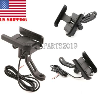 Universal Aluminum Motorcycle ATV Holder Mount w/ USB Charger For Cell ...