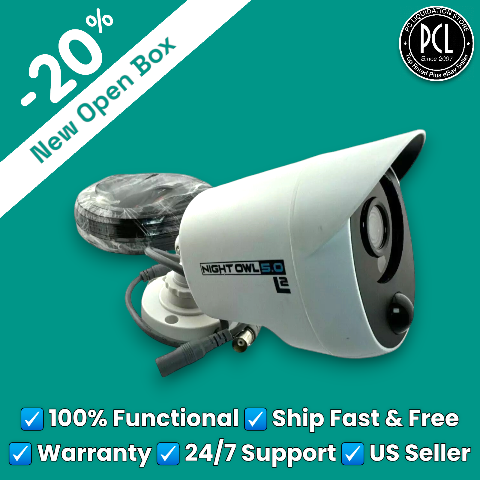 Night Owl 5.0 L2 5MP Bullet Wired Infrared Security Camera CM-PXHD50NW ...