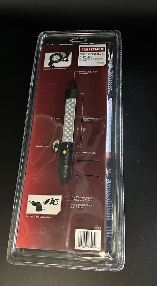 Craftsman Cordless Rechargeable 35 LED WorkLight 73904 AC DC Charging ...