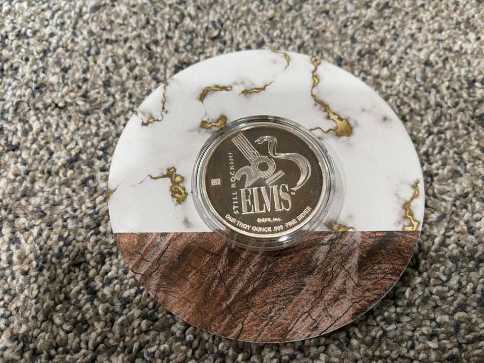 ELVIS PRESLEY 20th ANNIVERSARY "STILL ROCKIN" SILVER COIN with GOLD ...