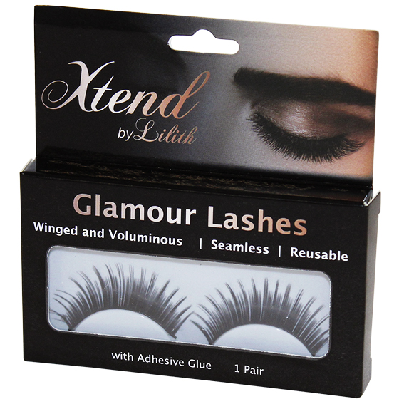 2 x Xtend by Lilith Glamour Eye Lashes with Glue Included 1 Pair Fake ...