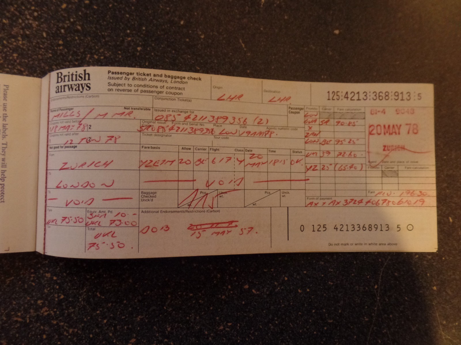 British Airways paper ticket Vintage Rare 1978 FREE Shipping to USA | eBay