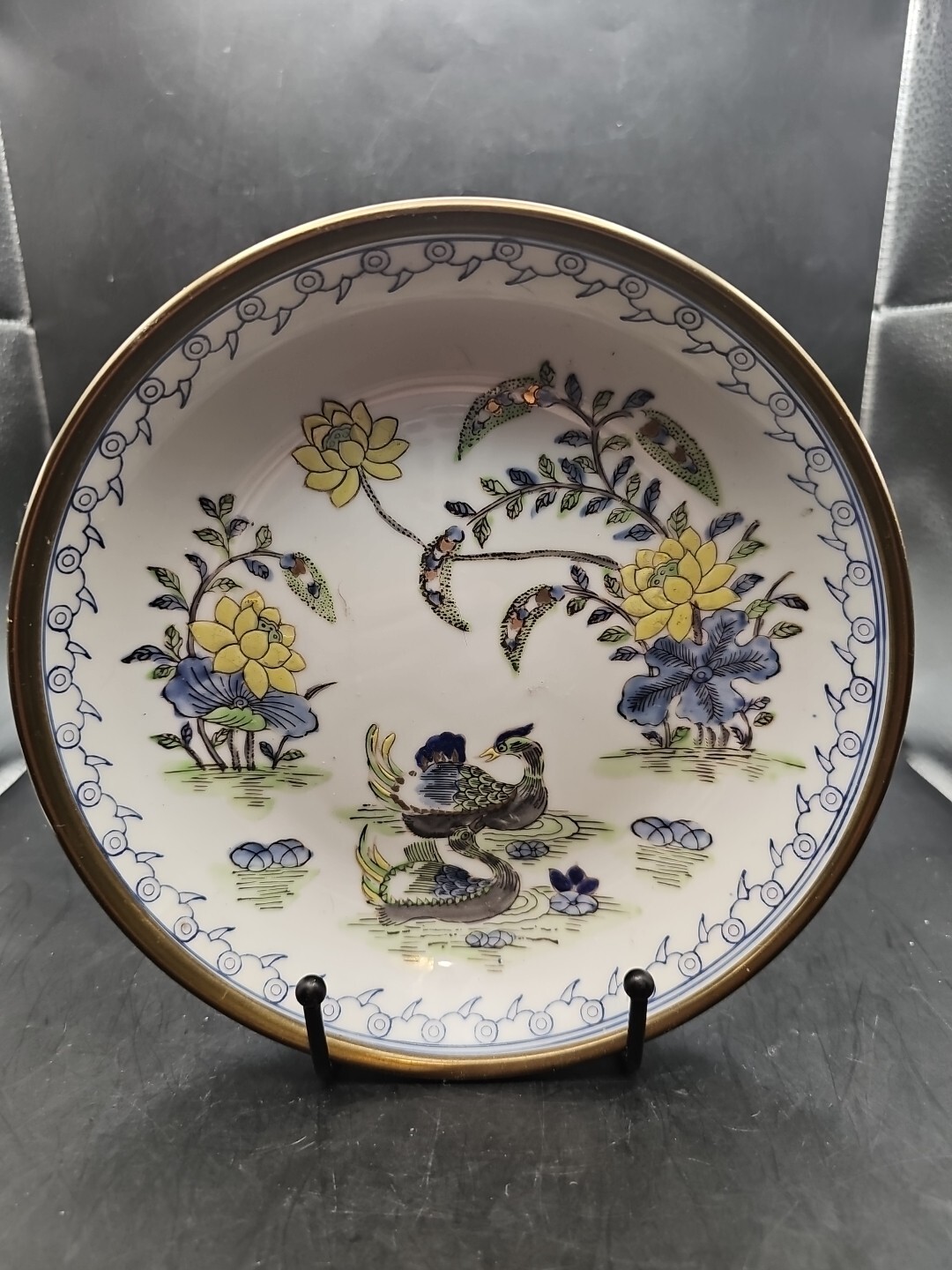 Handbpainted Canton Ware Ashtray Trinket Dish. Floral Bird Design. 8 In ...