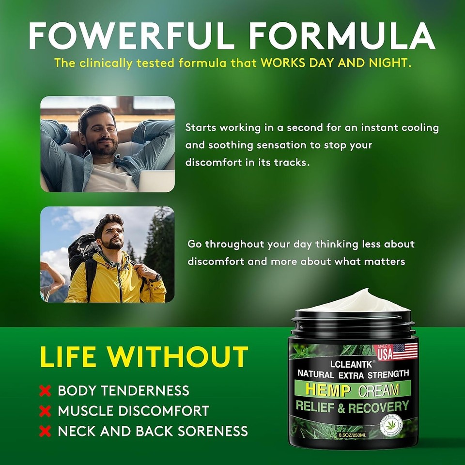 Natural Hemp Cream - Instant Hemp Cream with Hemp, Arnica, MSM ...