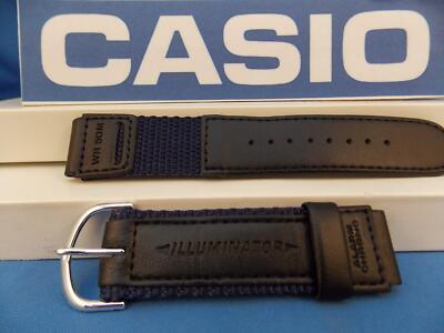 Casio Watch Band W-94 HF blue/Black Nylon Mesh/Leathr 18mm Men ...