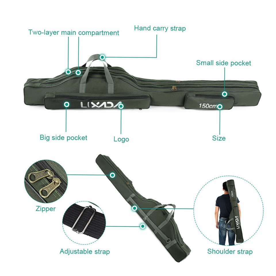 Lixada Portable Fishing Bag Folding Fishing Rod Reel Bag Outdoor ...