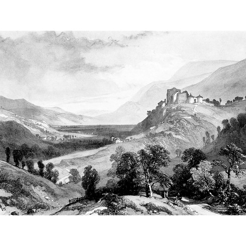 Harding Pontcharra Castle Bayard Landscape Drawing Wall Art Canvas ...