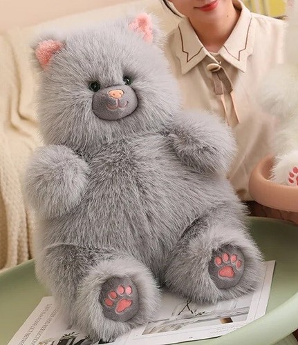 Fluffy Gray Cat 16 Inch Stuffed Animal Plush Toys Doll Kids Gifts | eBay