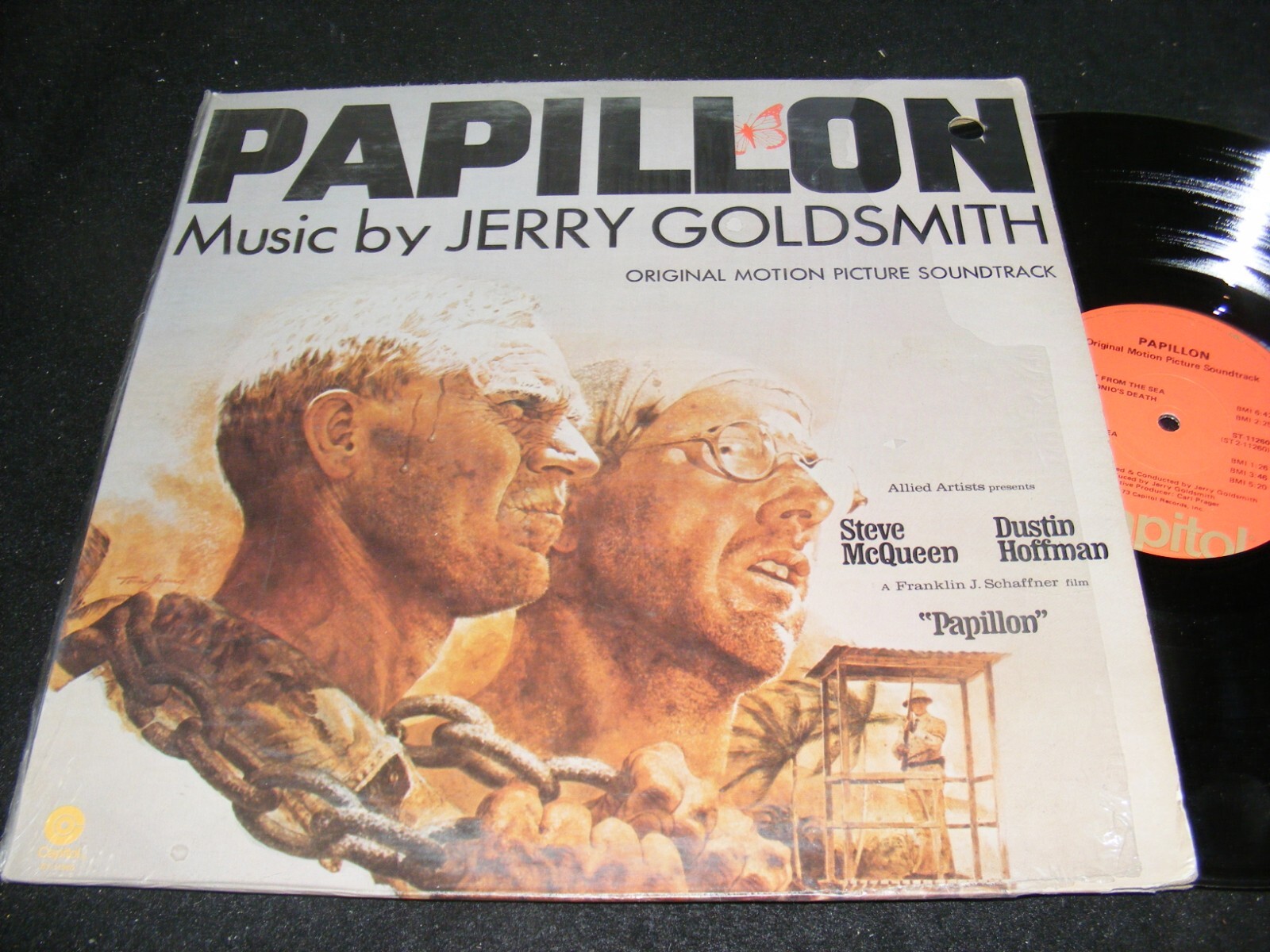 JERRY GOLDSMITH Movie Soundtrack LP PAPILLON 1973 Steve McQueen Dustin ...