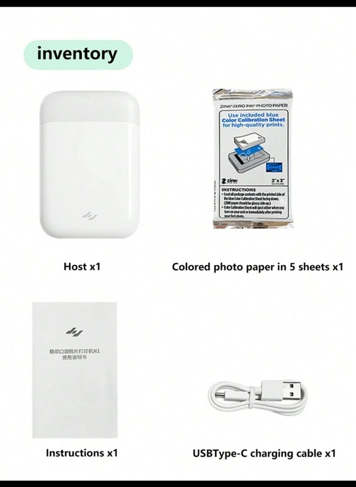 Wireless Portable Photo Printer Mini Color Printer Compatible With IOS ...