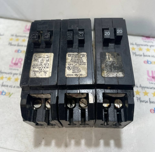 3 Homeline HOMT2020 Two 1 Pole 20 Amp 120/240V Tandem Plug In Square D ...