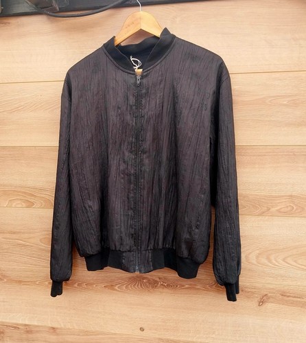 Vintage Reworked Black Bomber Jacket With Horror On Back Size Large ...
