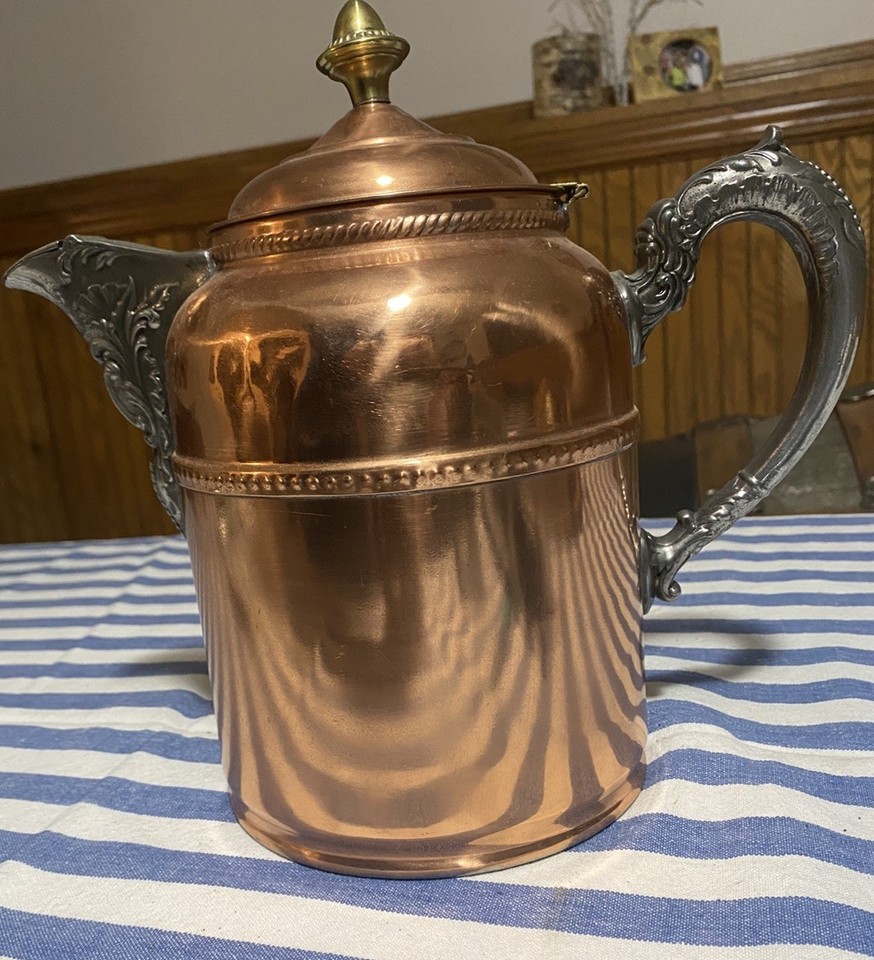Beautiful Antique Vintage Copper/Silver Teapot | eBay