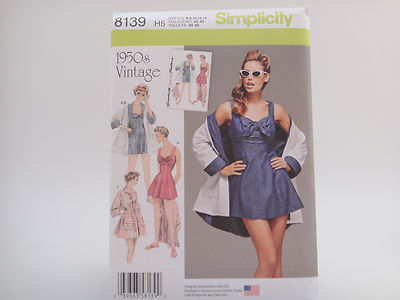 Simplicity 8139, 1950's Vintage Bathing Dress & Beach Coat Pattern Sz 6 ...