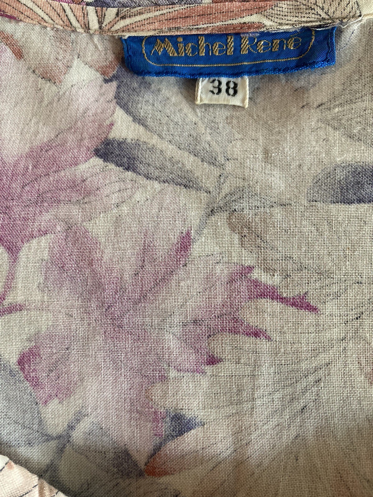 Vintage Michel Rene Earth Tones & Purple Leafs Print … - Gem