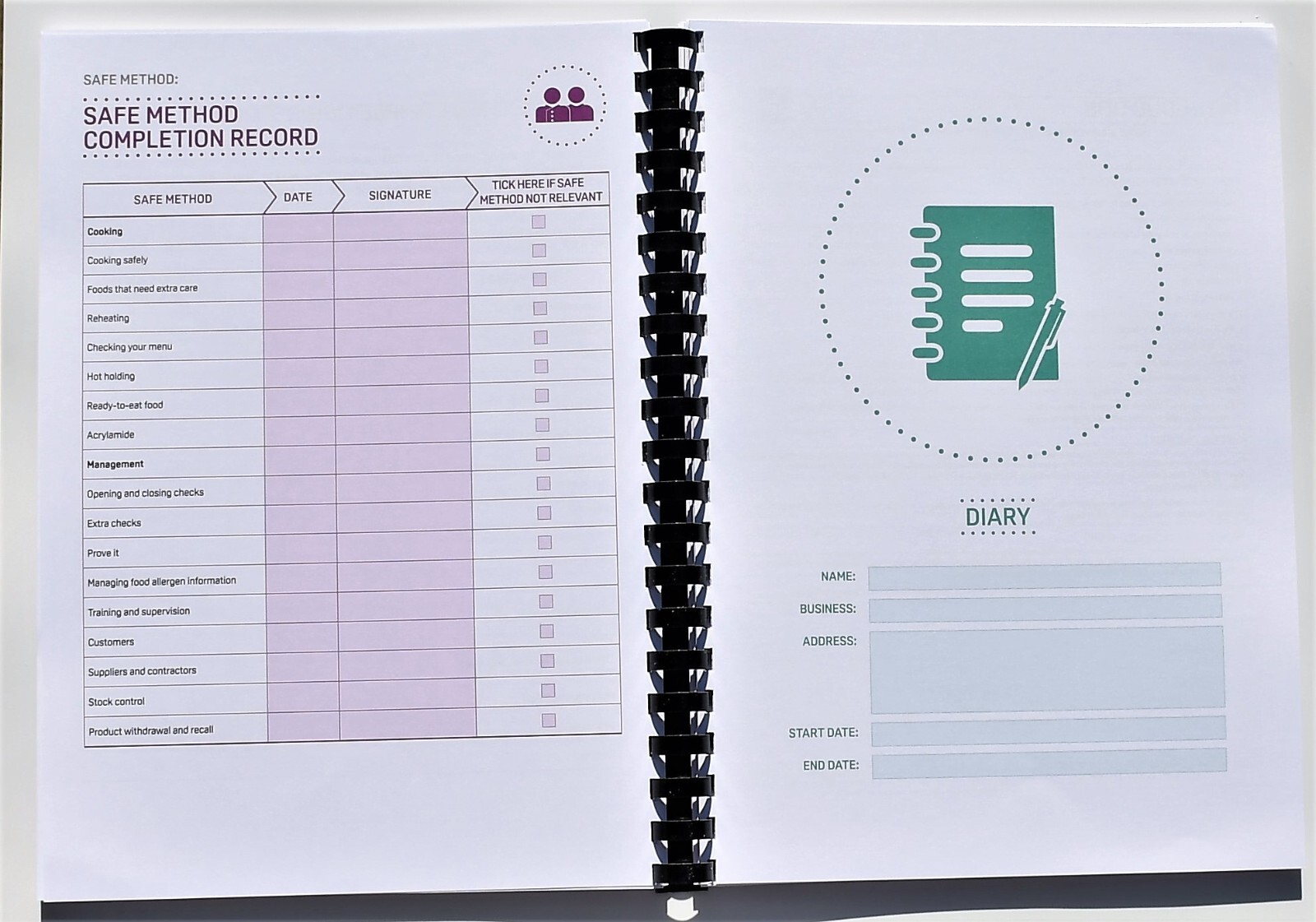 2025 Safer Food Better Business Caterer SFBB +13 Month Diary &Temp In 1 ...