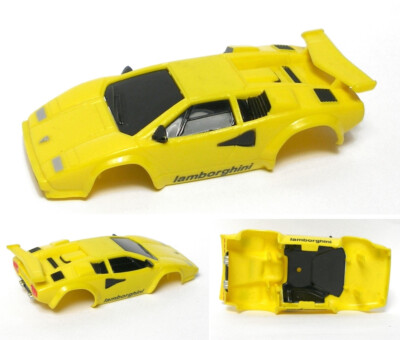 1 1993 TYCO Lemon Yellow LAMBO HO Slot Car BODY-ONLY with 'Lamborghini ...