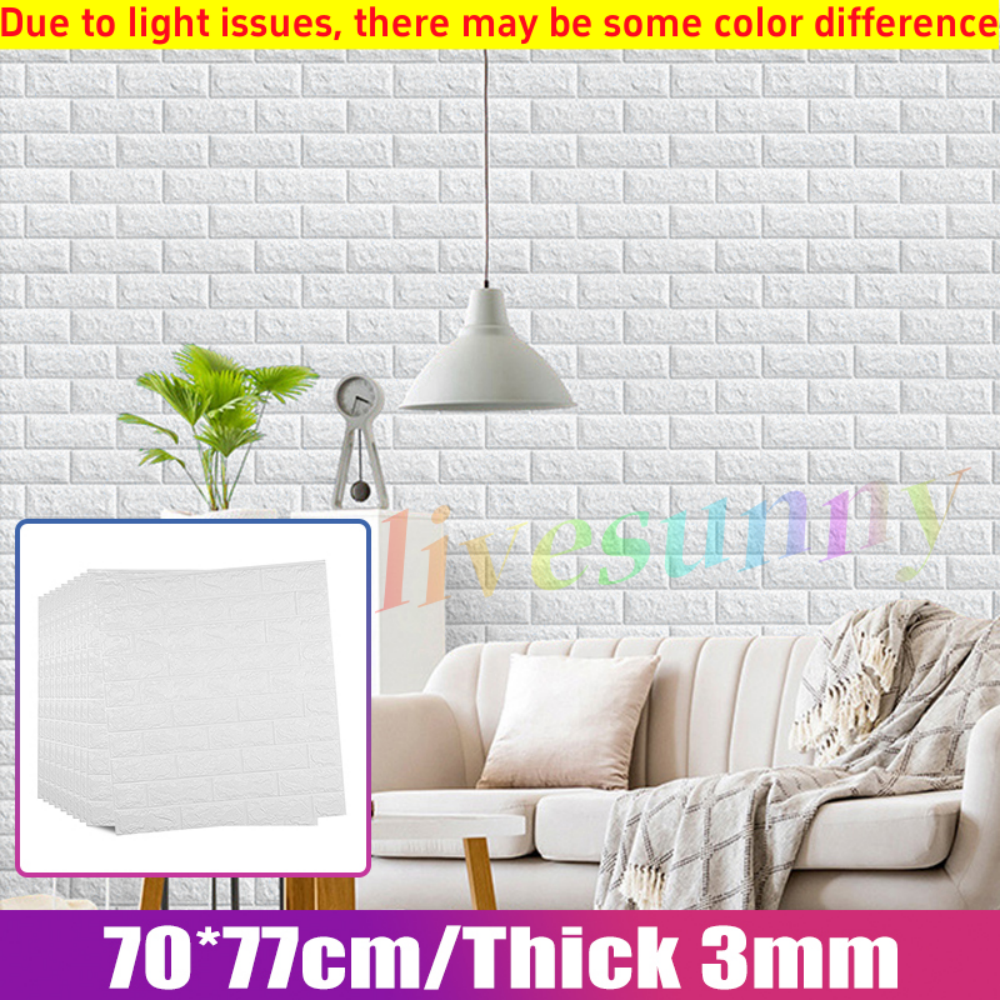 40Pcs Self Adhesive 3D Tile Foam Stick Wall Paper Brick Wall Sticky ...