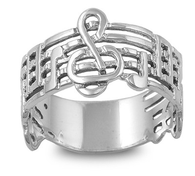 .925 Sterling Silver Music Note Band Plain Ring NEW | eBay
